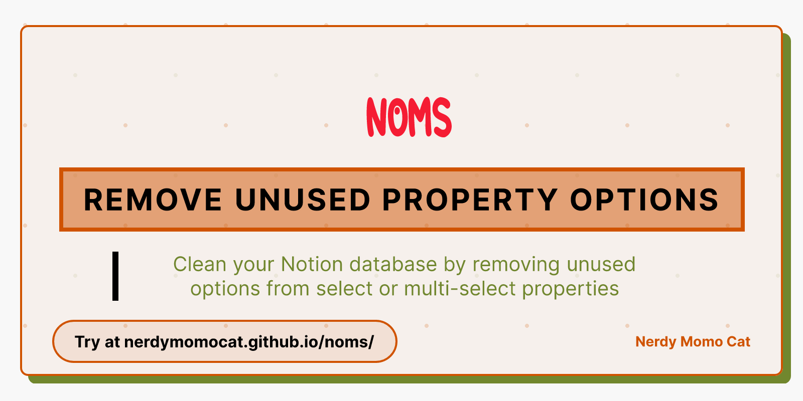 Noms · Remove Unused Property Options